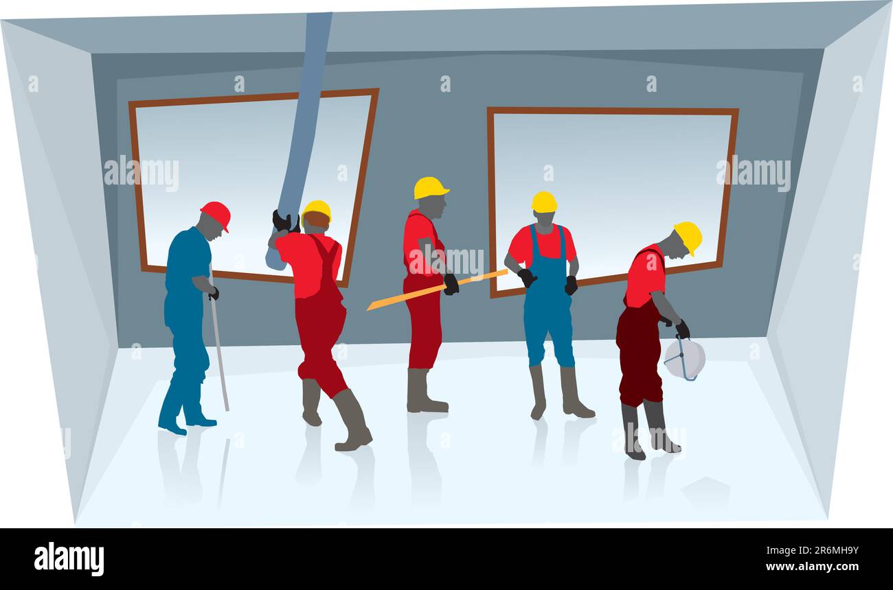 Team construction workers building new Stock Vector Images - Alamy