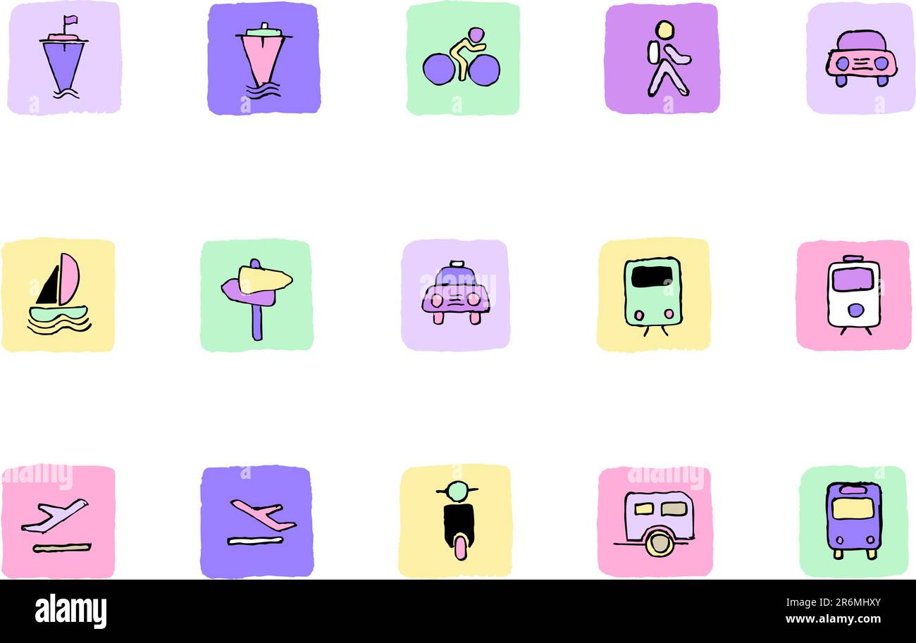 Transportation and Vehicle icons Fresh color Stock Vector Image & Art ...