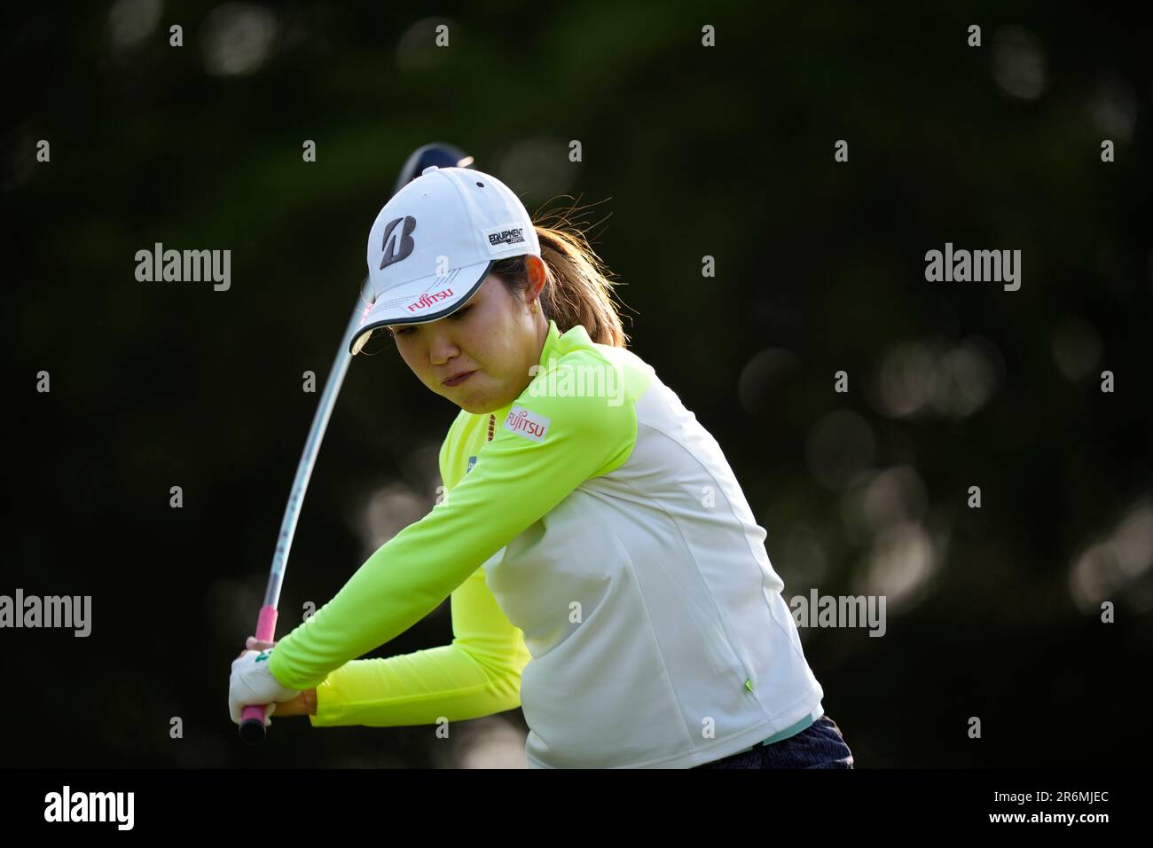 Ayaka Furue, of Japan, plays during the first round of the ShopRite ...