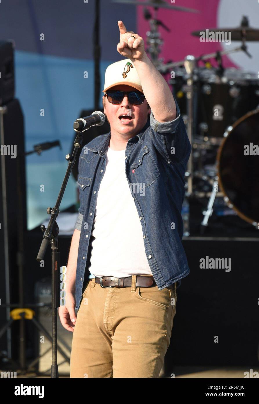 Nashville, TN, USA. 8th June, 2023. Travis Denning on stage for CMA ...