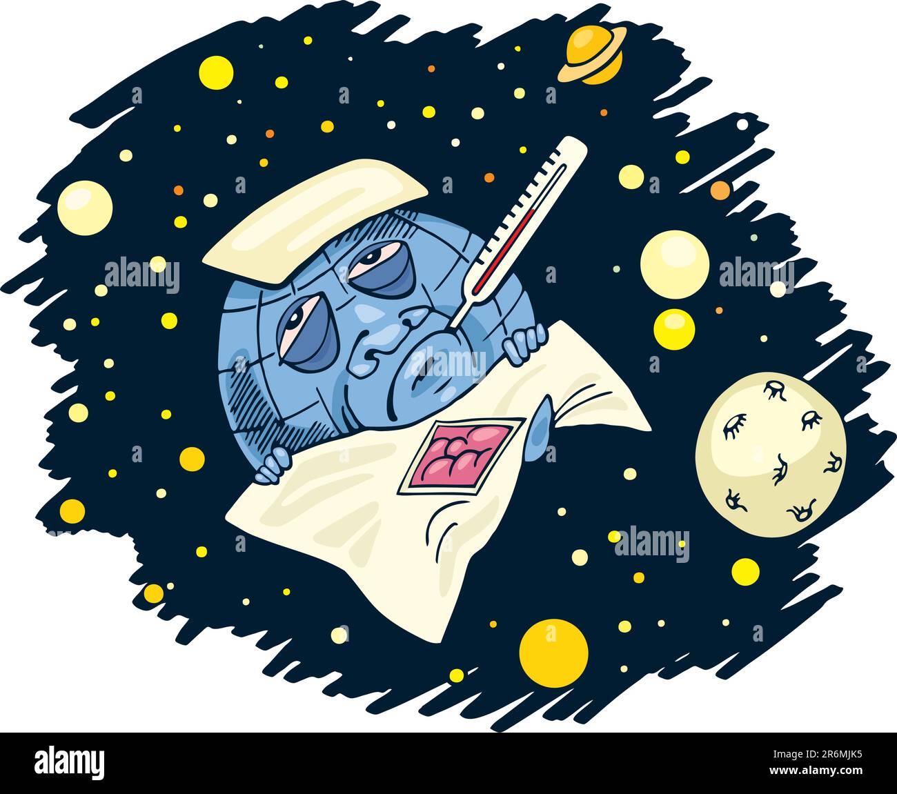Illustration of ill Planet Earth global warming Stock Vector Image ...