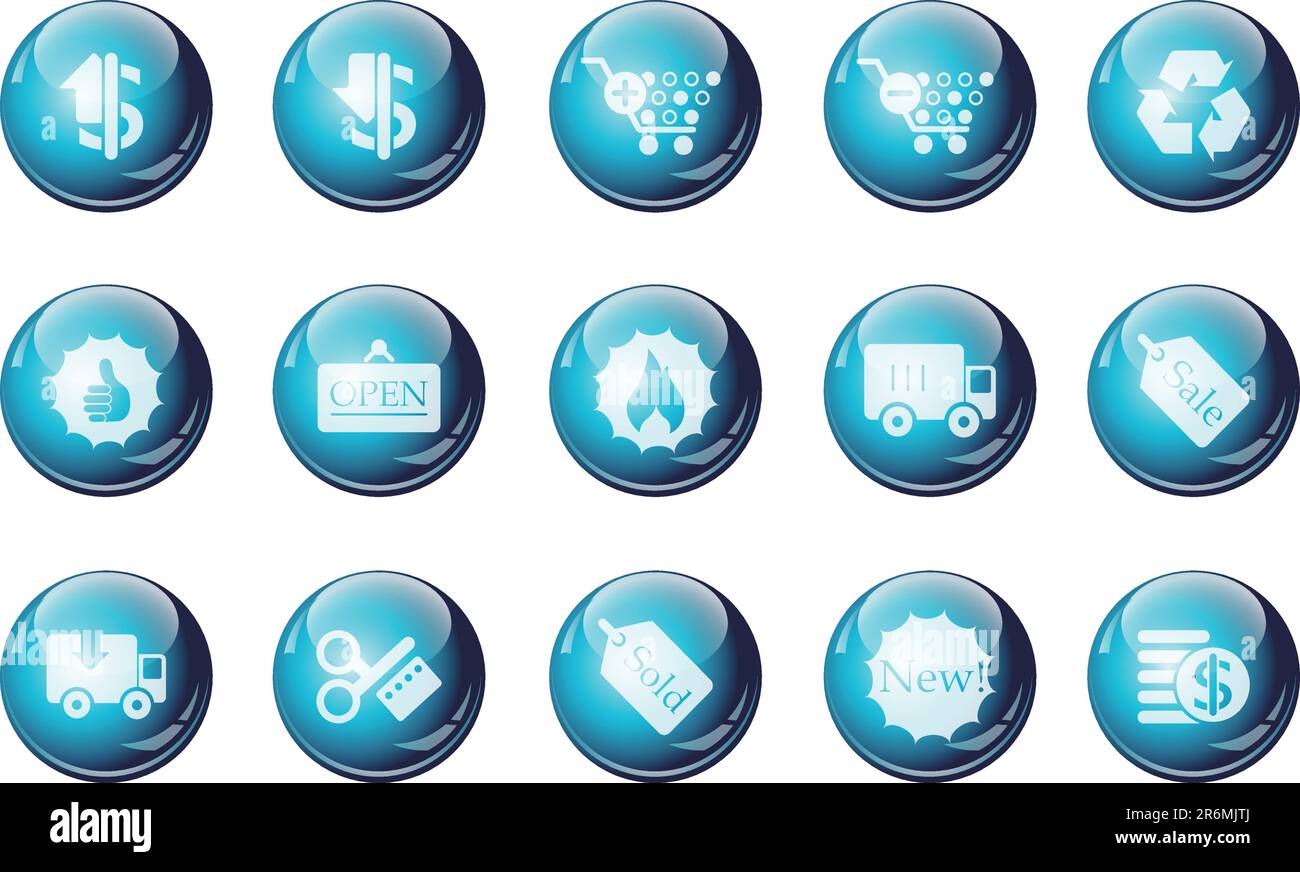 Sale and Shopping icons cyan crystal Series Stock Vector Image & Art ...