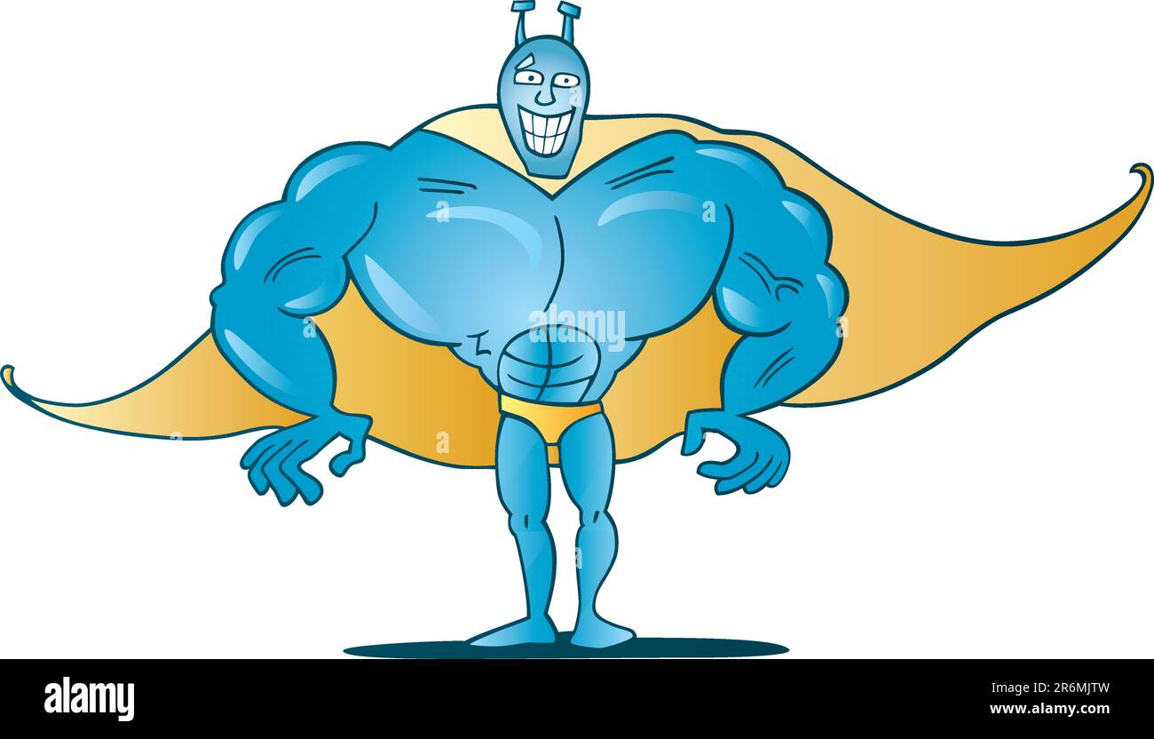 Cartoon illustration of funny blue superhero Stock Vector Image & Art ...