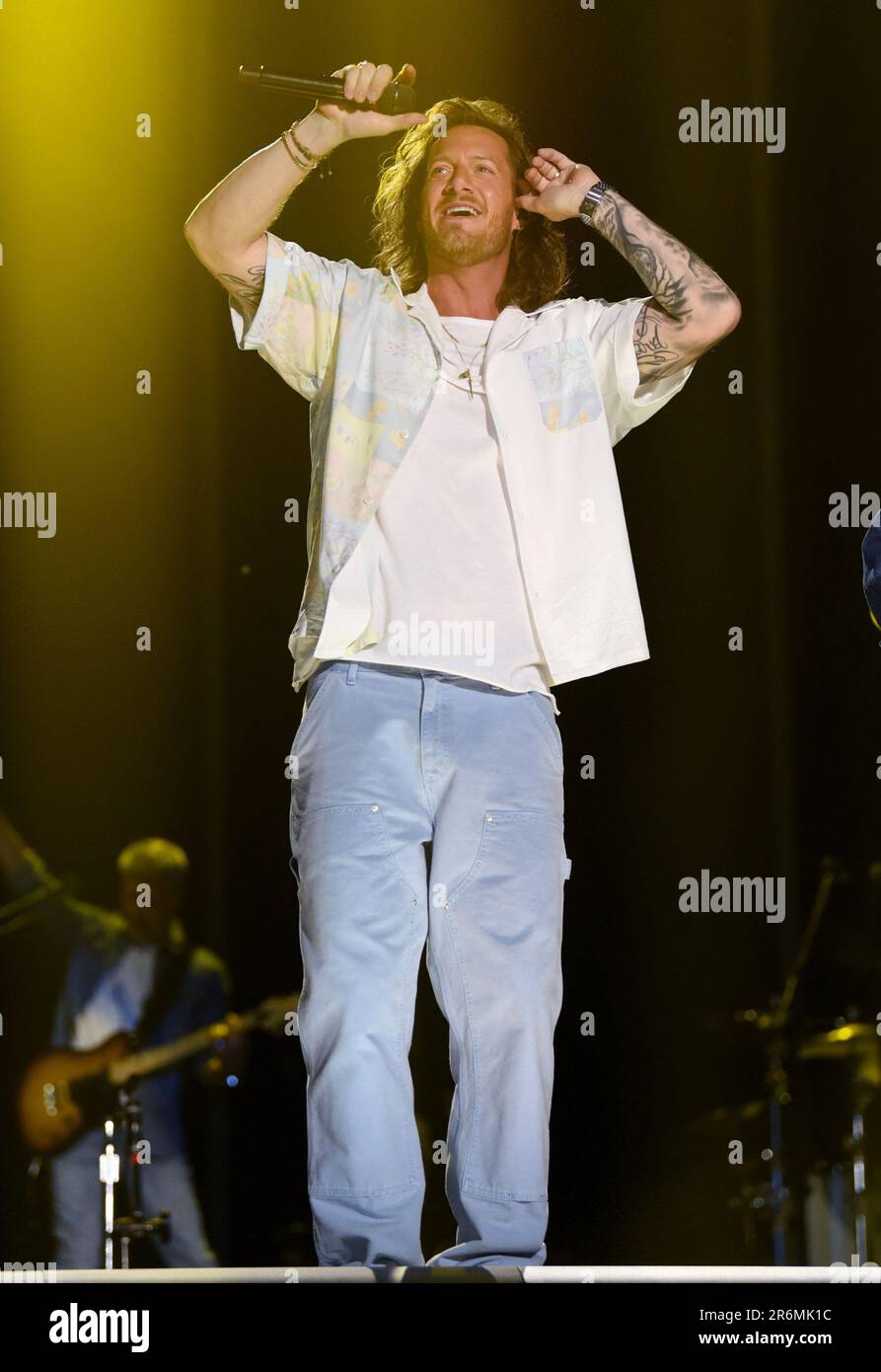 Nashville, TN, USA. 8th June, 2023. Tyler Hubbard on stage for CMA Fest ...