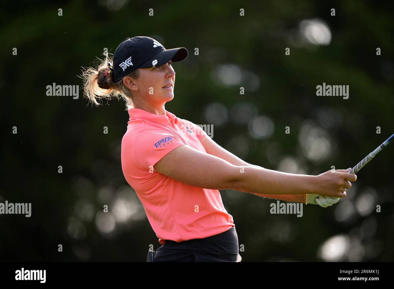 Linnea Strom, of Sweden, plays during the first round of the ShopRite ...