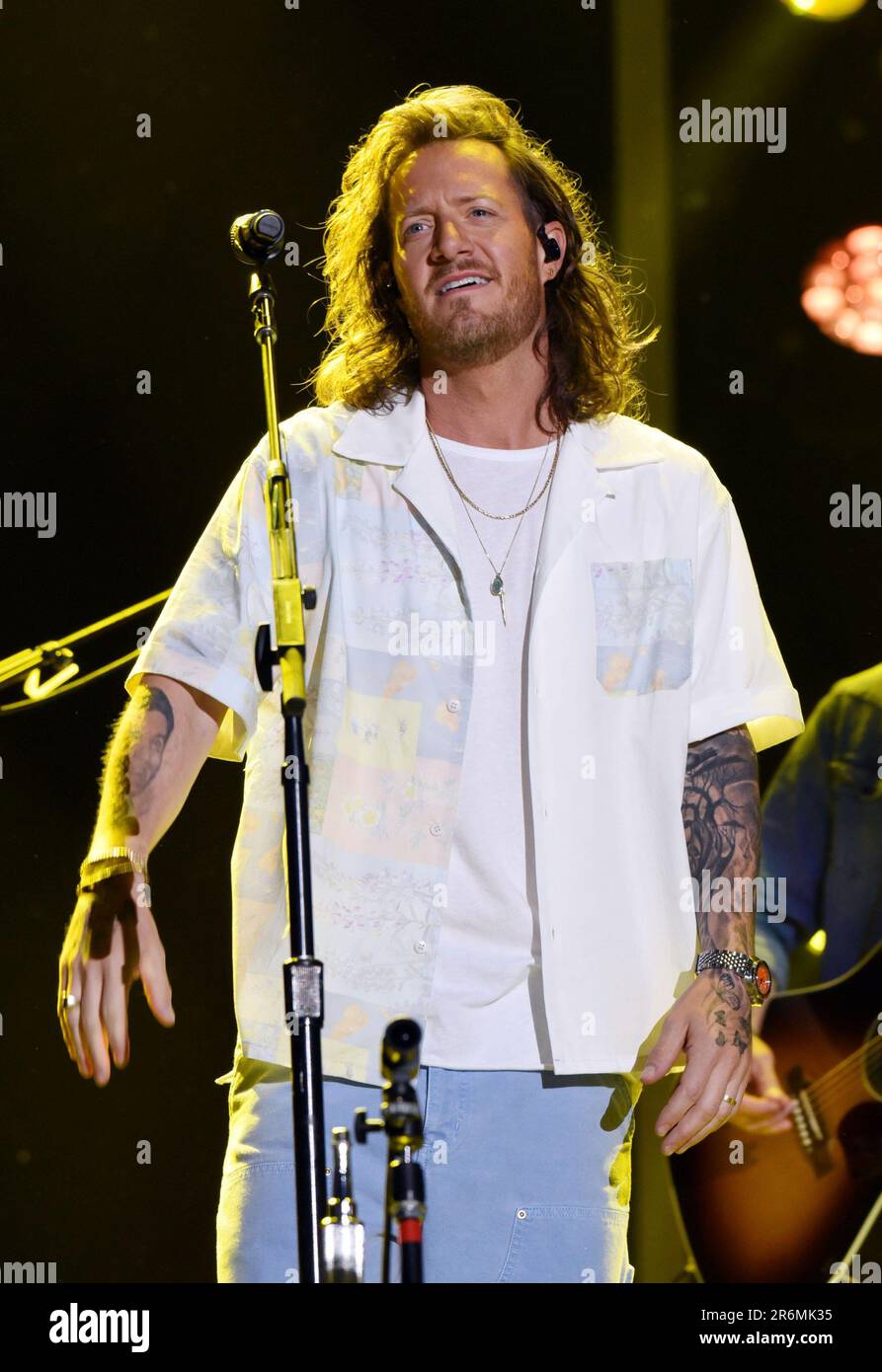 Nashville, TN, USA. 8th June, 2023. Tyler Hubbard on stage for CMA Fest ...