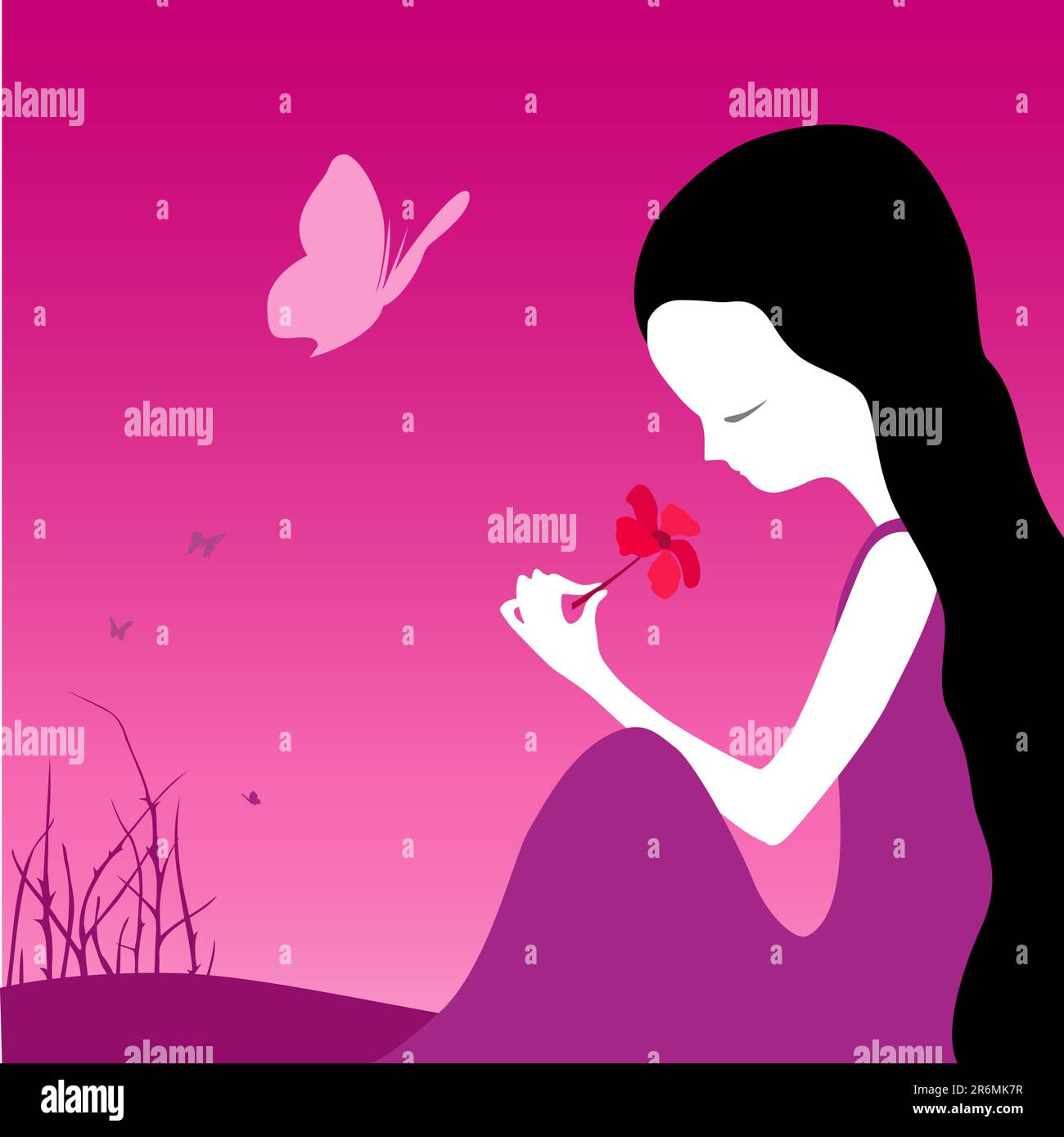 little girl smelling a flower Stock Vector Image & Art - Alamy