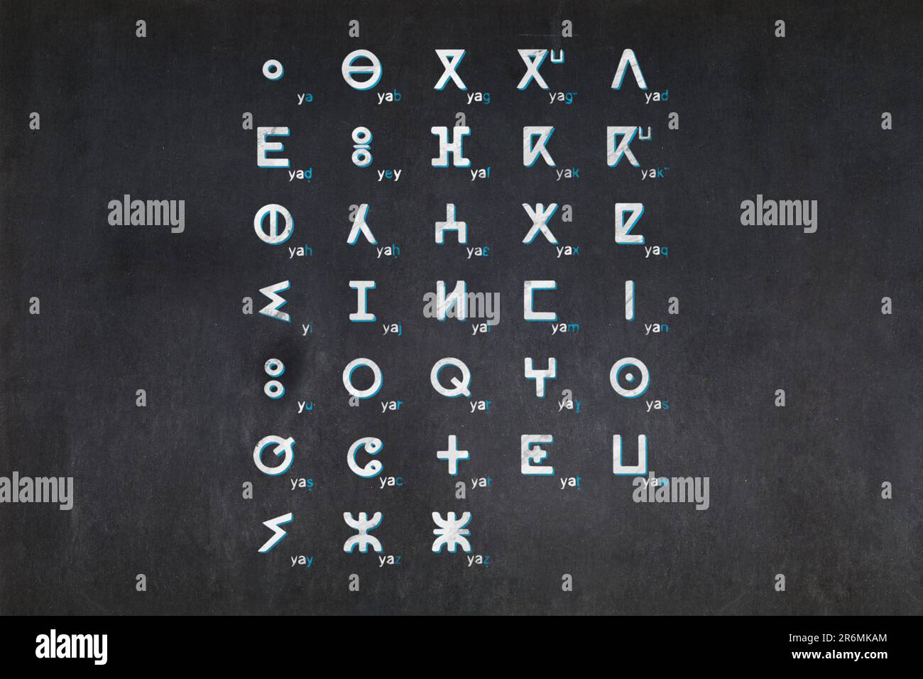 Blackboard with the Tifinagh Alphabet used by the berber in Morocco ...