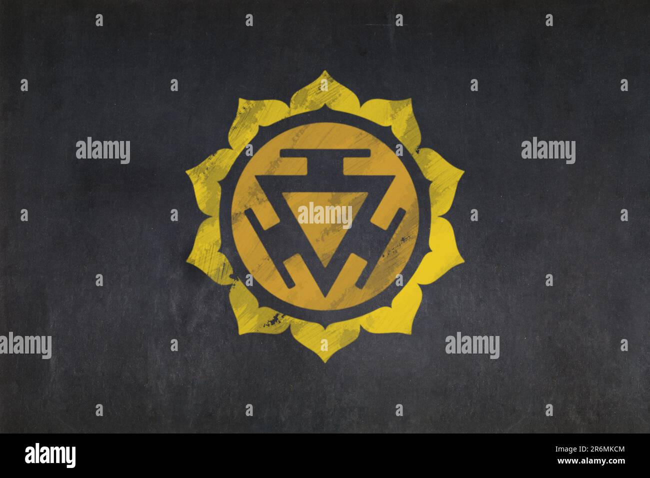 Blackboard with the symbol of the Solar Plexus Chakra (Hinduism ...