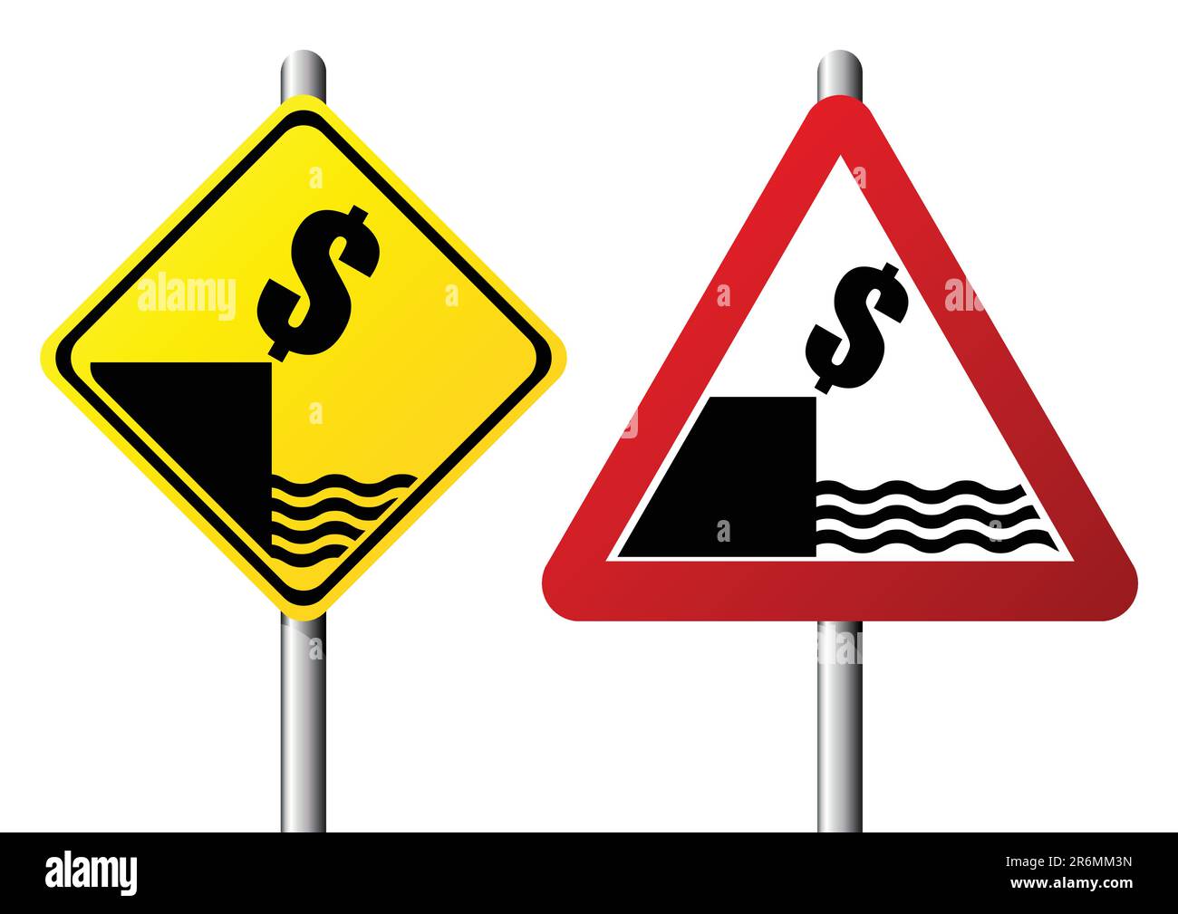 Dollar currency fall represented by traffic signs Stock Vector Image ...