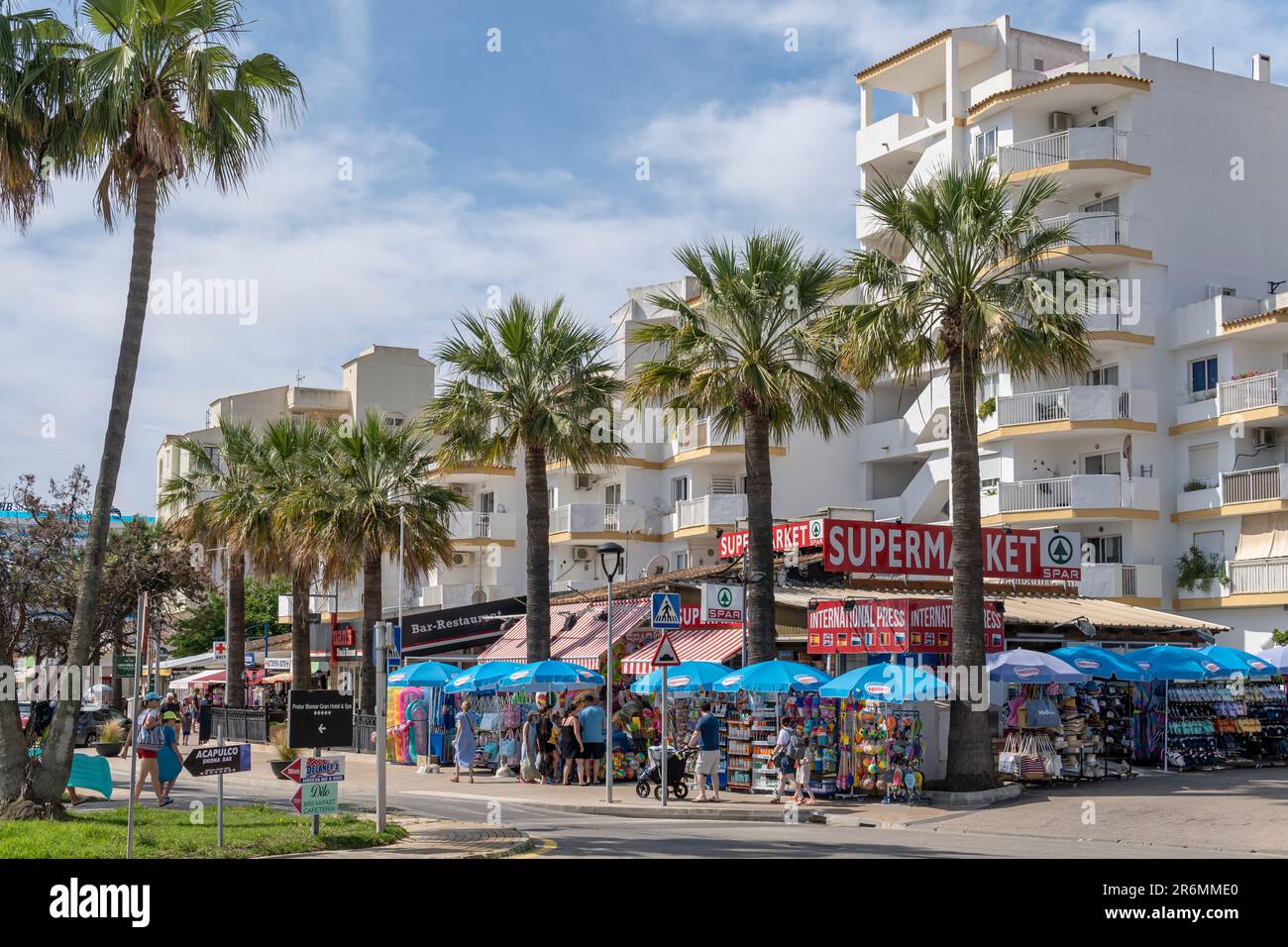 Sa Coma, Spain; june 03 2023: General view of a souvenir with tourists ...
