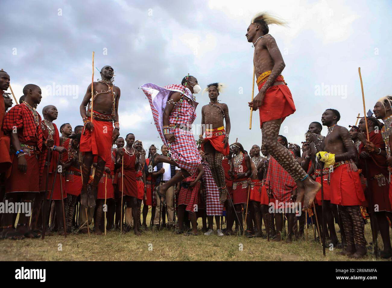 Maasai morans (warriors) perform traditional jumping as Kenya's Maasai ...