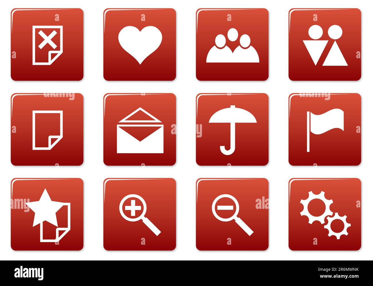 Gadget square icons set. Red - white palette. Vector illustration Stock ...