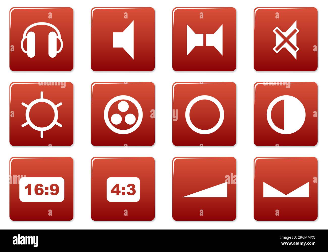 Gadget square icons set. Red - white palette. Vector illustration Stock ...