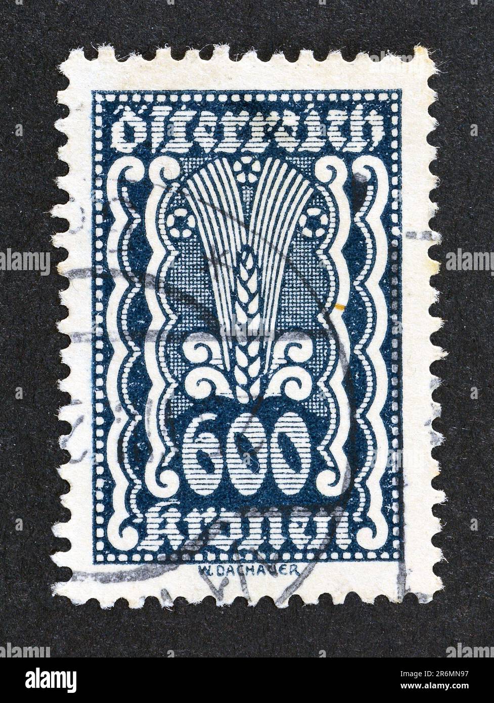 Cancelled postage stamp printed by Austria, that shows Symbolism : ear ...