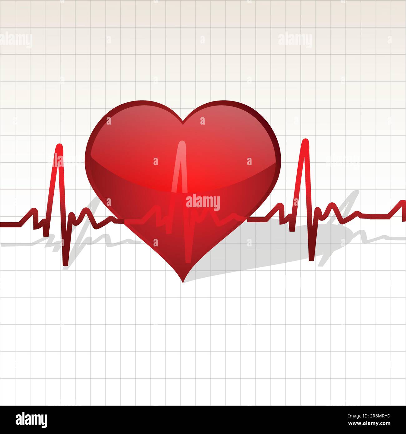 illustration of life line crossing heart on checked background Stock ...