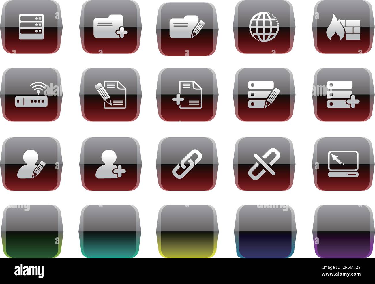 Database and Network icons Transparent metal Series Stock Vector Image ...