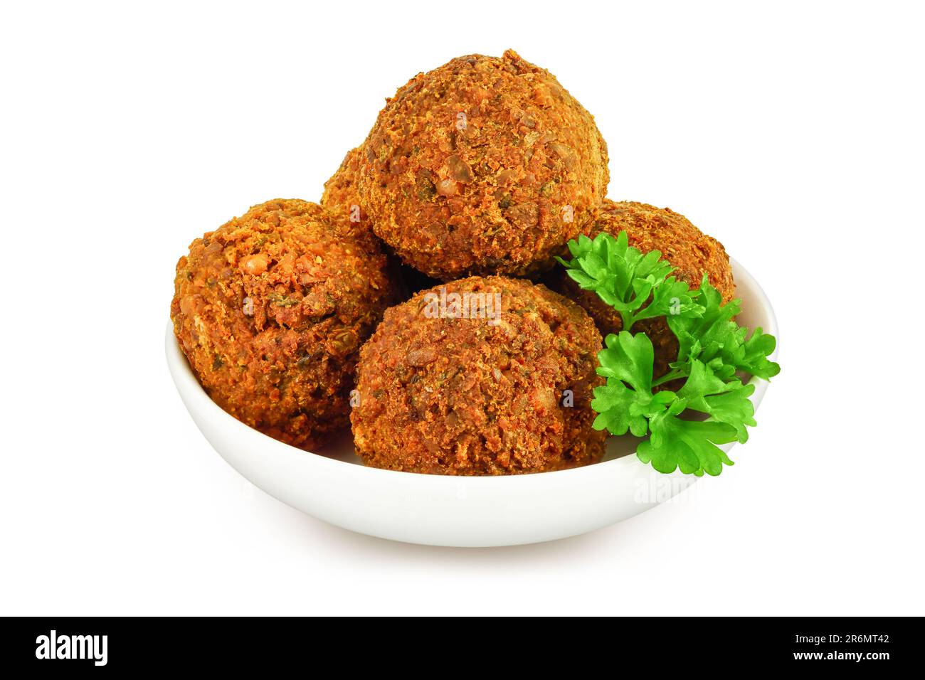 falafel in the bowl isolated on a white background with full depth of ...