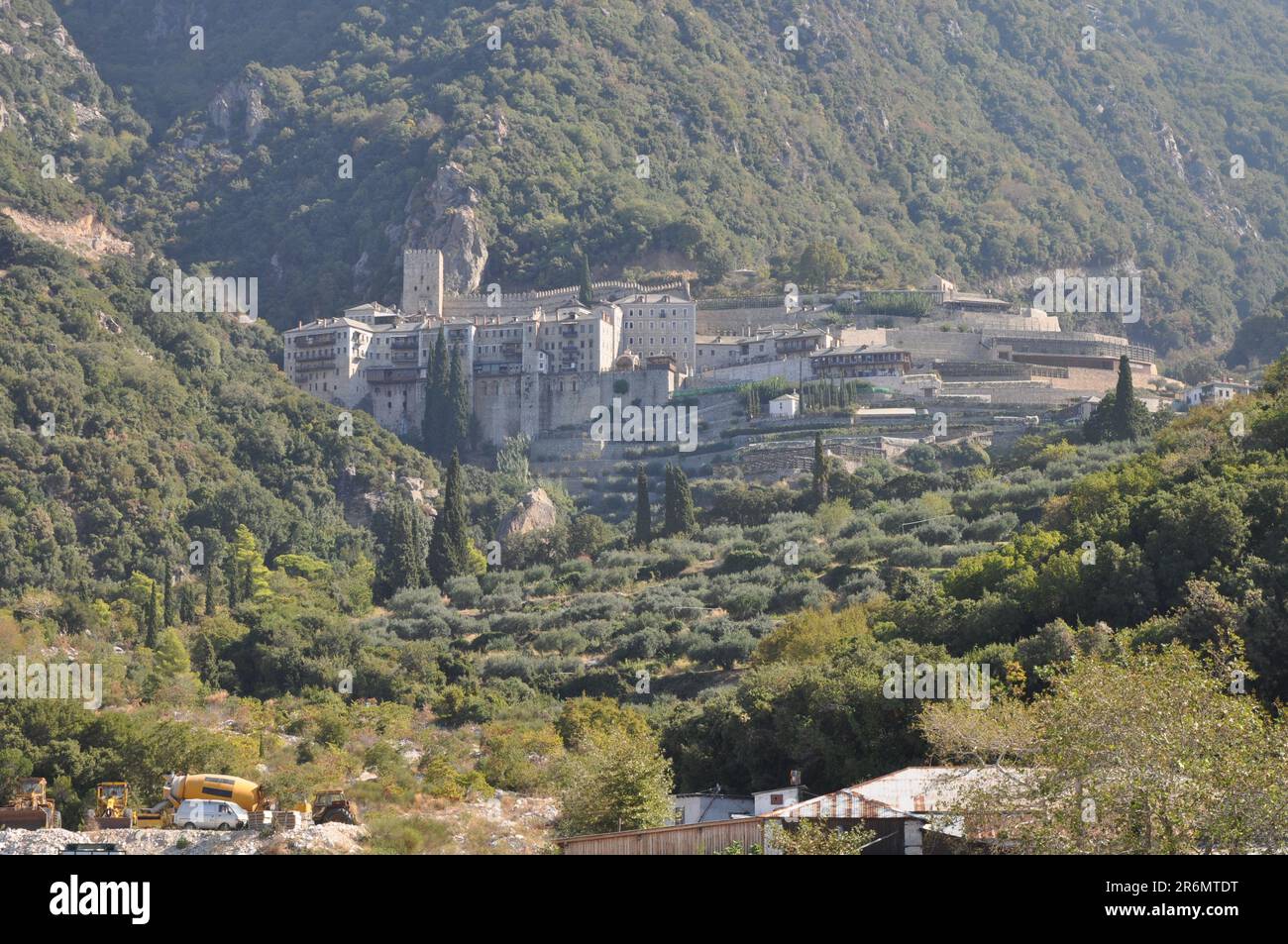 The Monastery of Agiou Pavlou is a monastery built on Mount Athos Stock ...