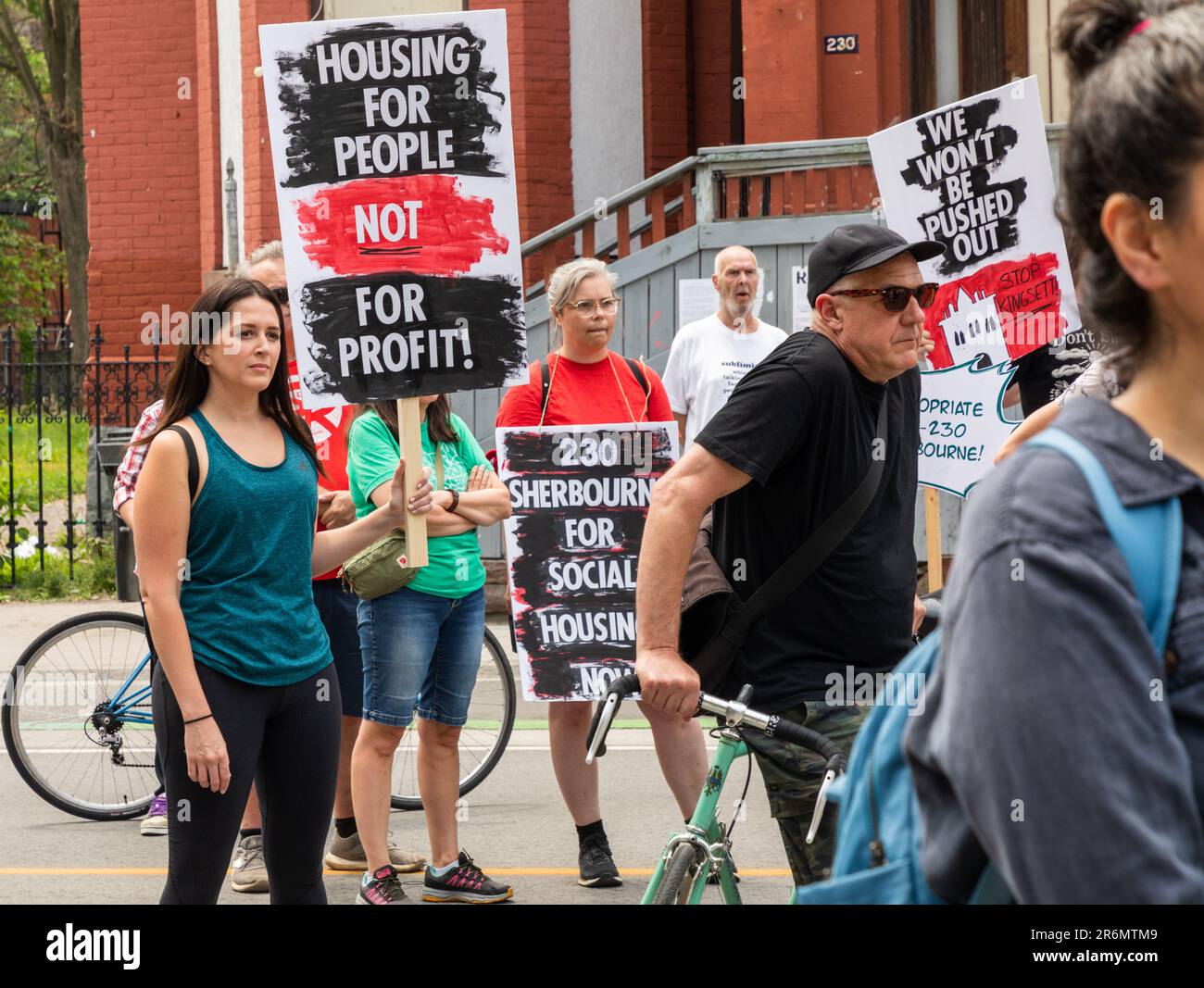 Toronto, Canada - June 10, 2023: Housing activists rally in support of ...