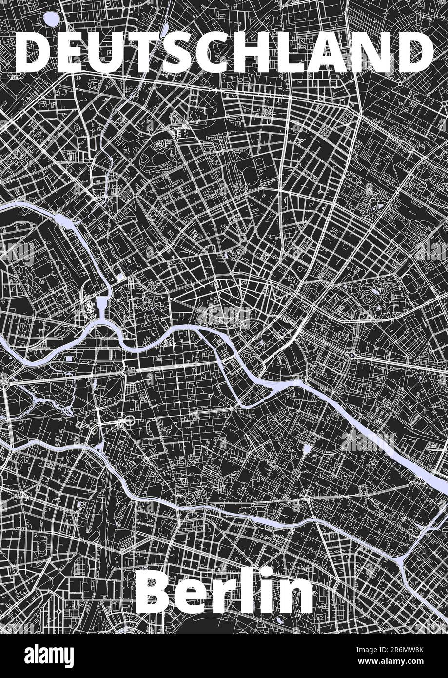 City Berlin map with streets rivers and lakes germany Stock Photo - Alamy