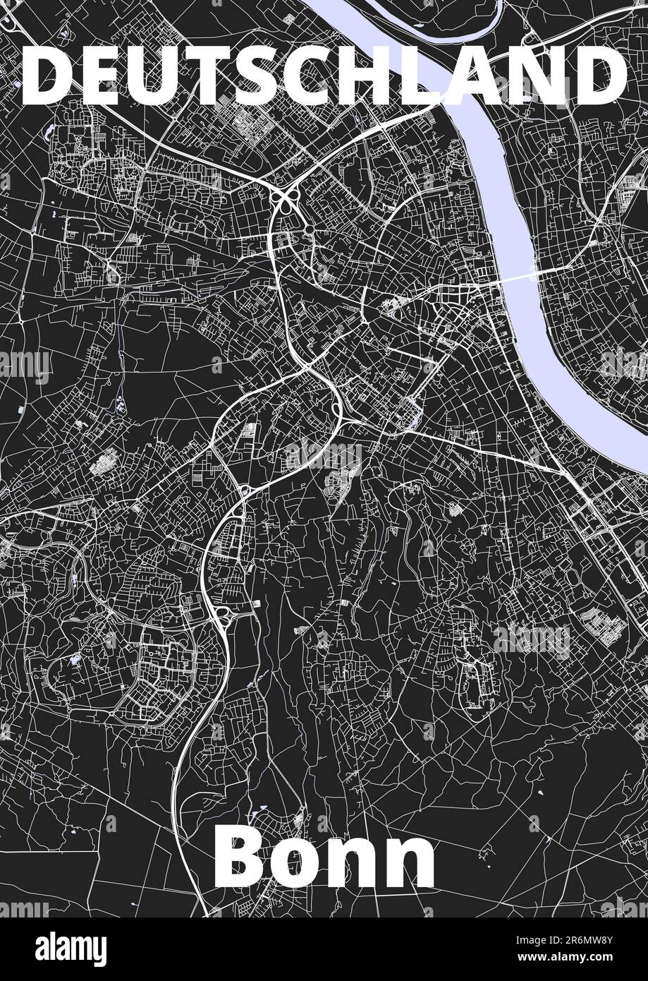 City Boon map with streets rivers and lakes germany Stock Photo - Alamy