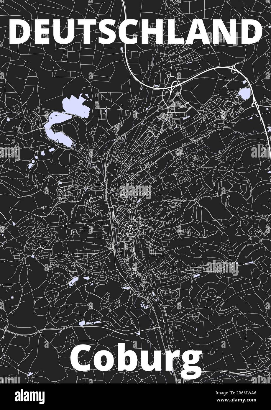 City Coburg map with streets rivers and lakes germany Stock Photo - Alamy