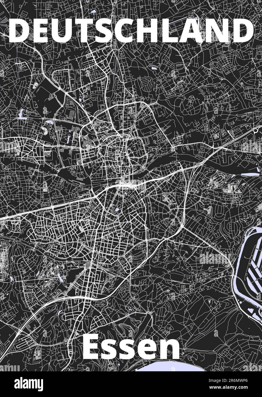 City Essen map with streets rivers and lakes germany Stock Photo - Alamy