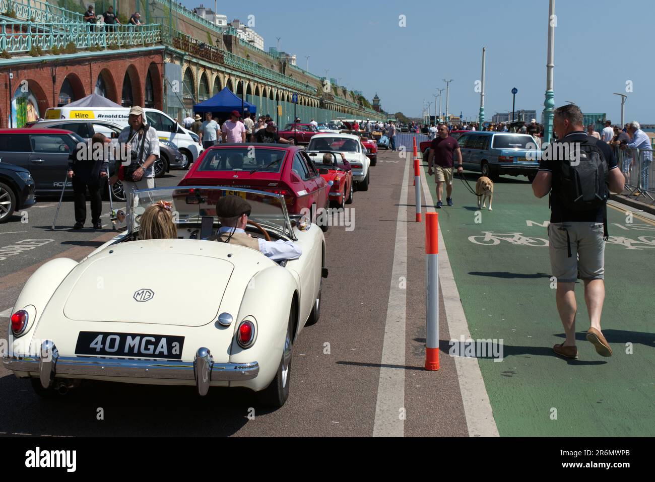 White MGA arriving on Madeira Drive at the London to Brighton Modern ...