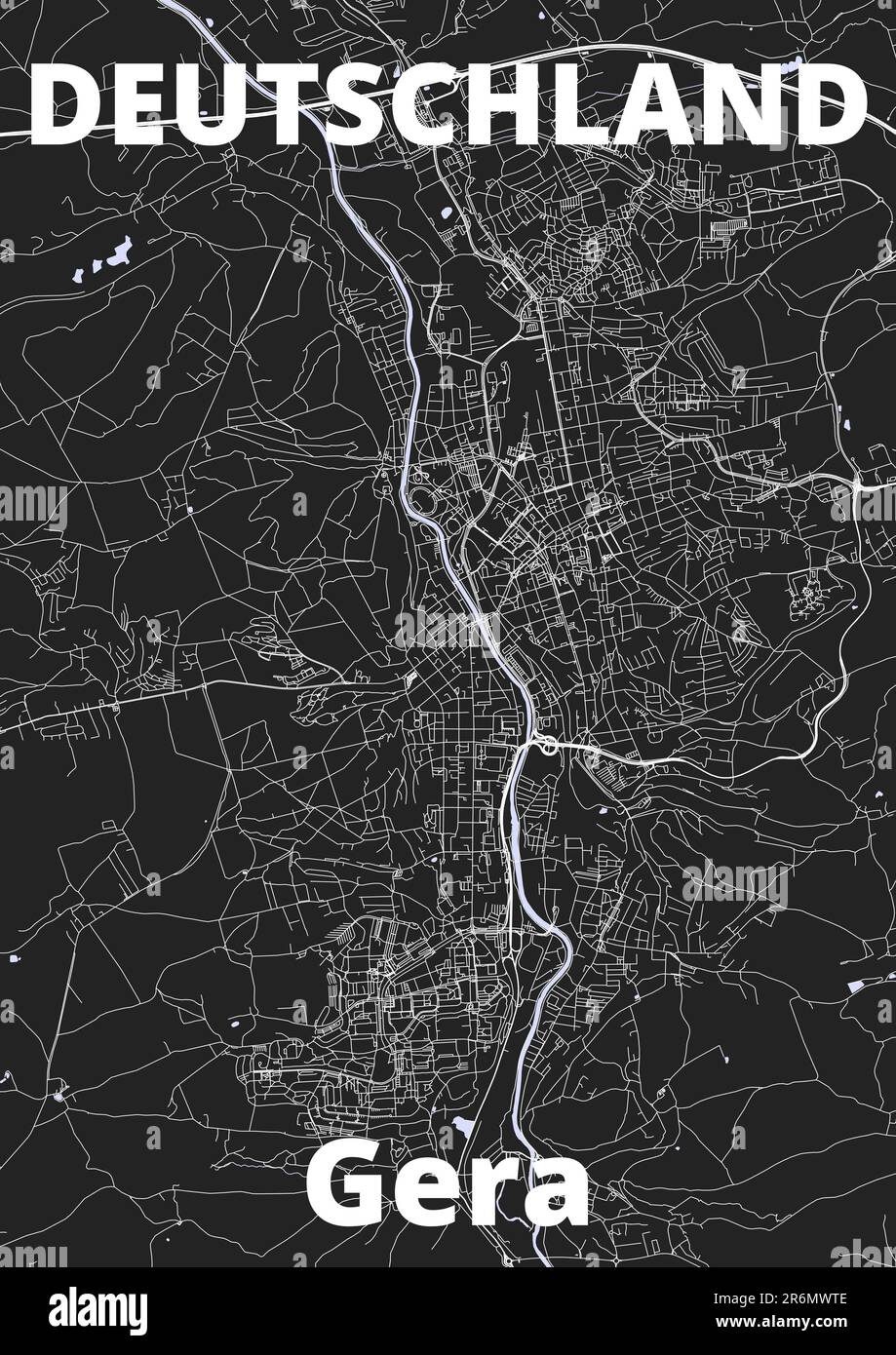 City Gera map with streets rivers and lakes germany Stock Photo - Alamy