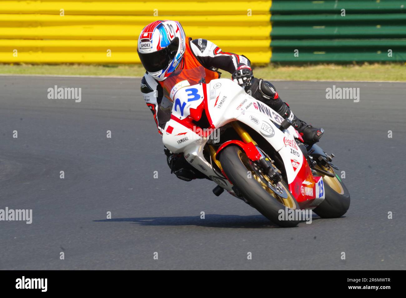 Croft Circuit, 10 June 2023. Zsolt Hermann riding a Yamaha 600 in a ...