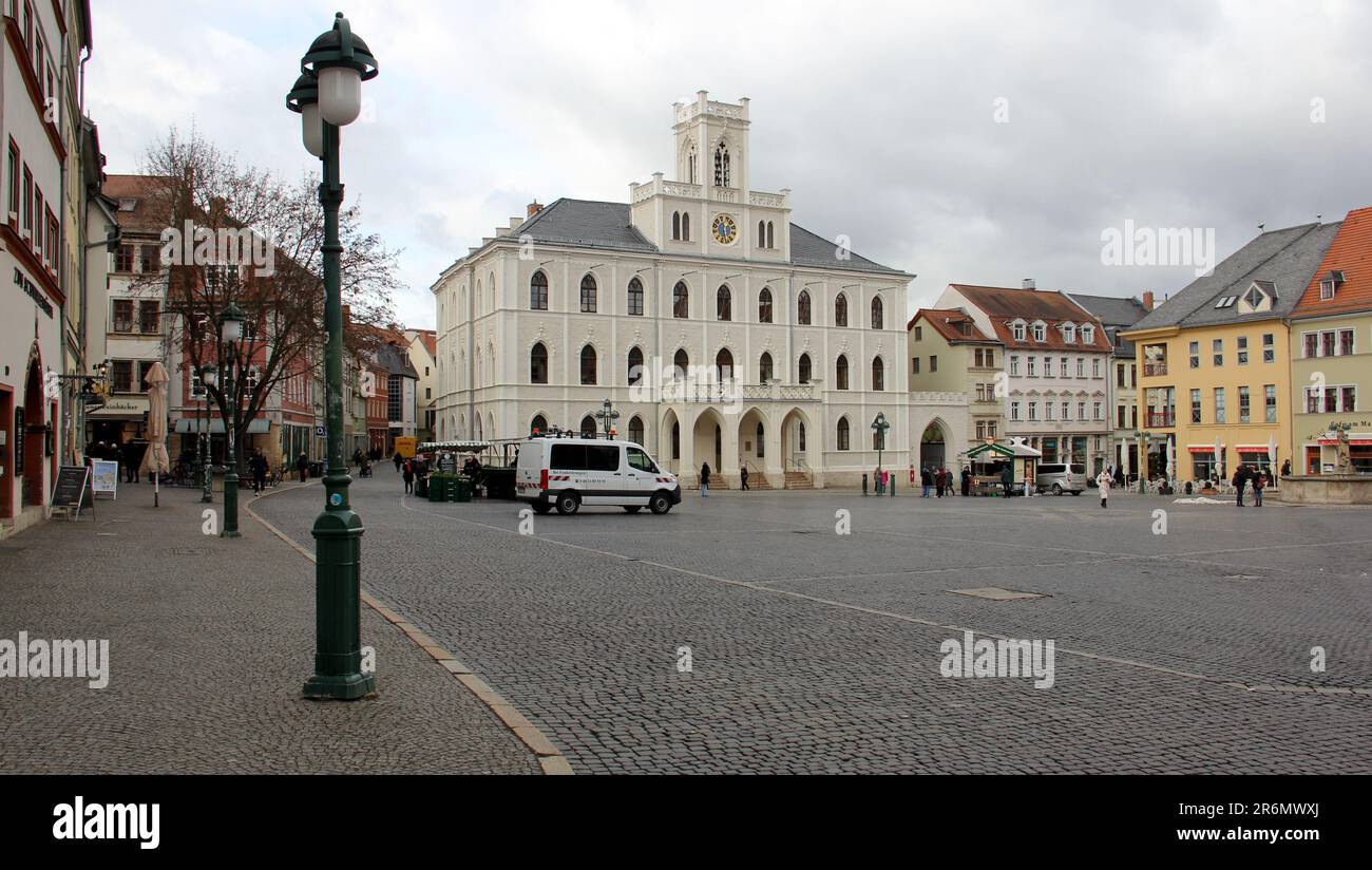 Weimar Rathaus, historic neo-Gothic style City Hall building on the ...