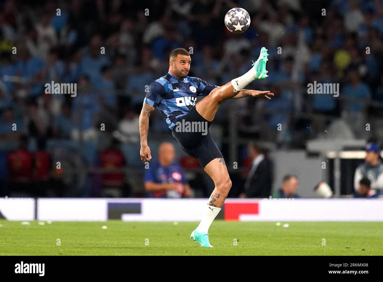 Manchester City's Kyle Walker warming up prior to kick-off before the ...