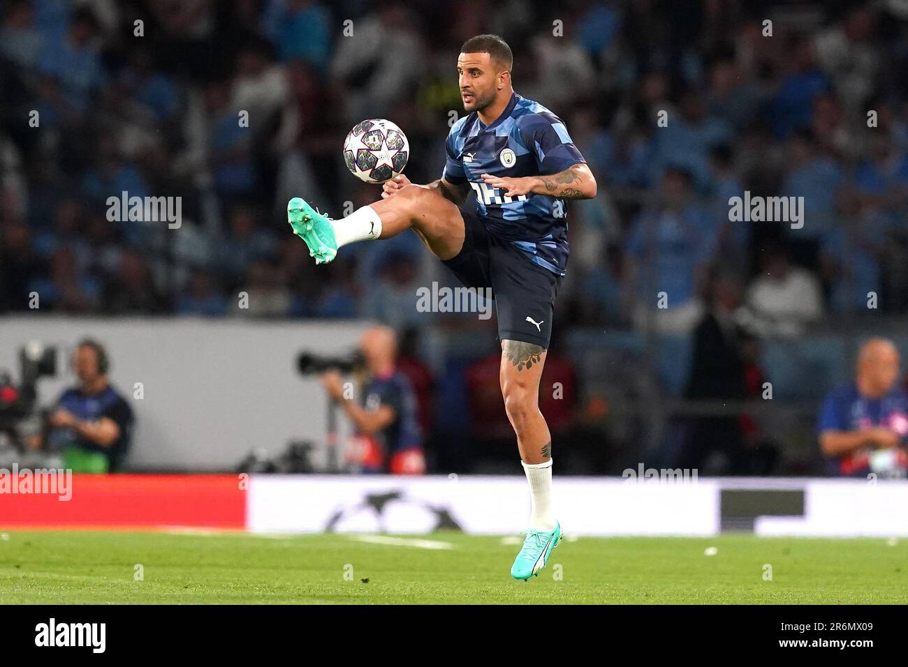 Manchester City's Kyle Walker warming up prior to kick-off before the ...