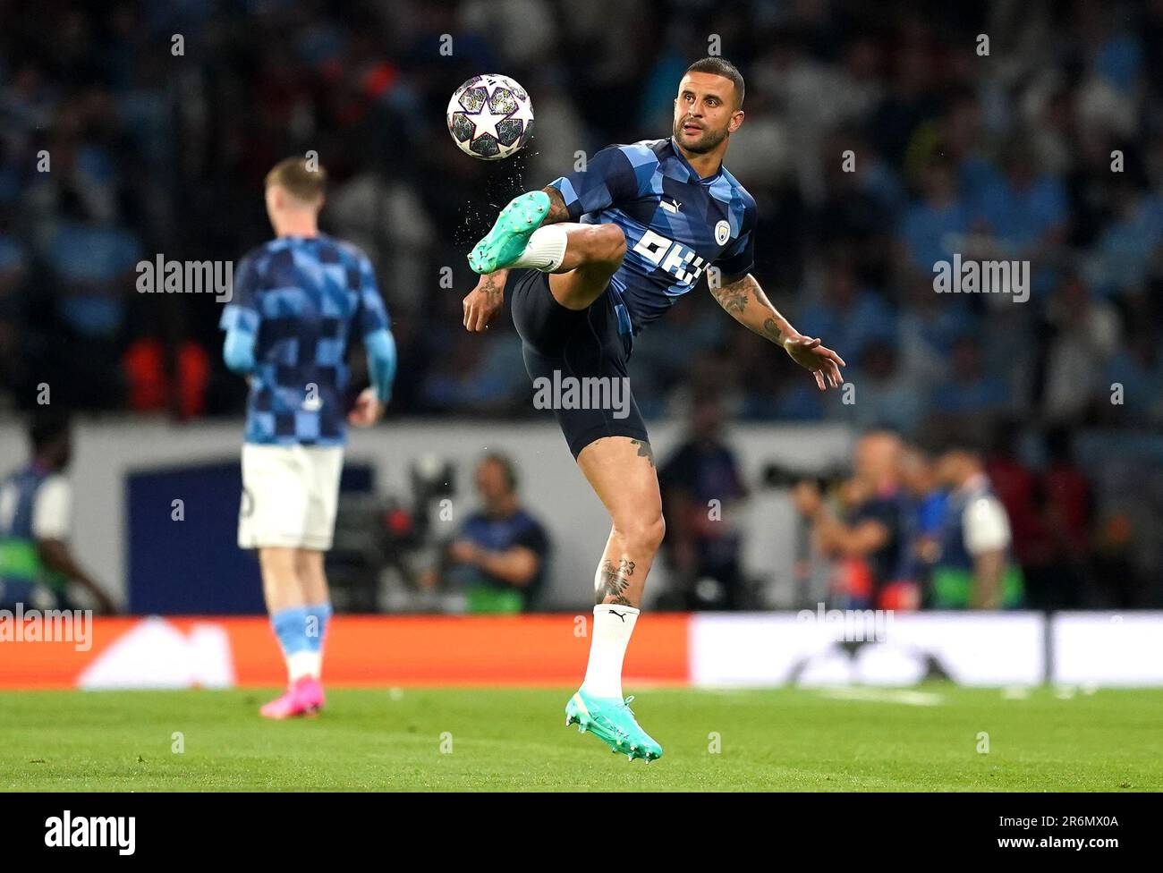 Manchester City's Kyle Walker warming up prior to kick-off before the ...