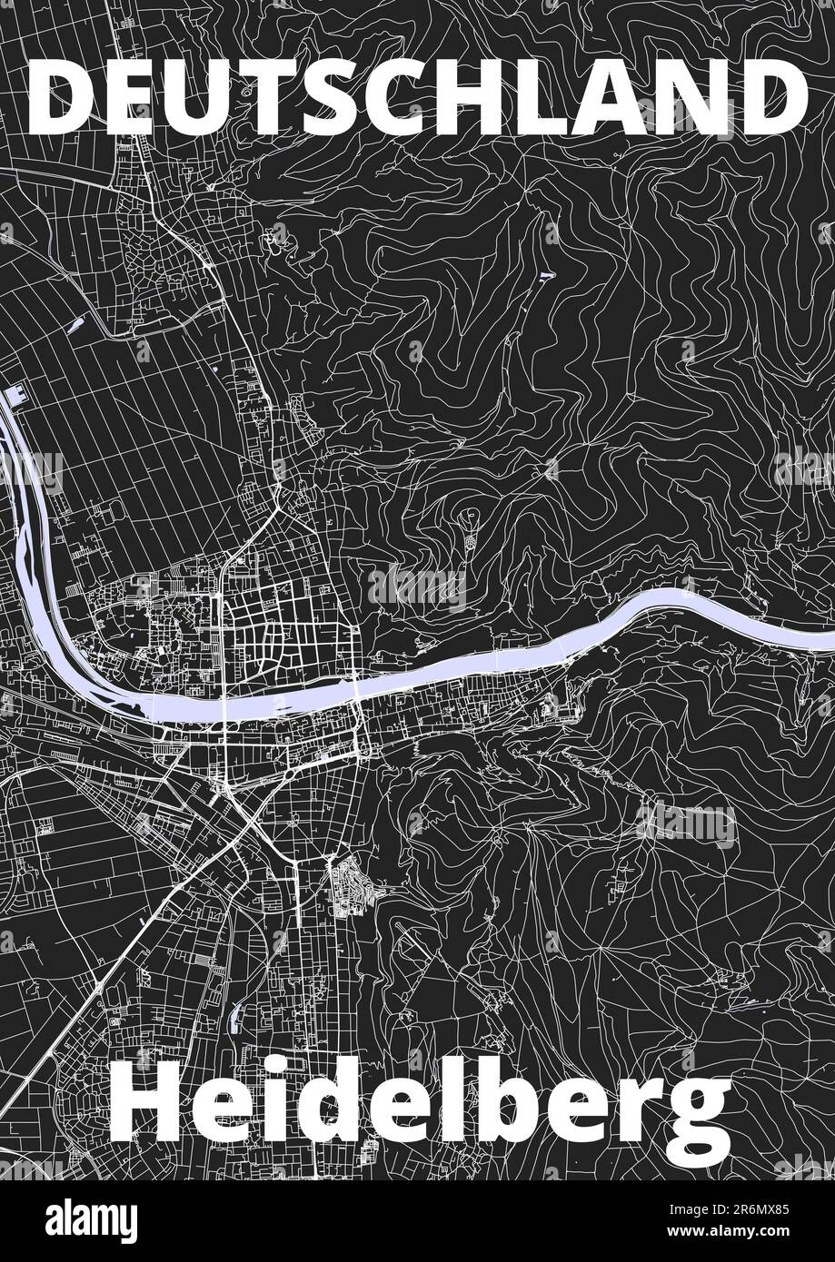 City Heidelberg map with streets rivers and lakes germany Stock Photo ...