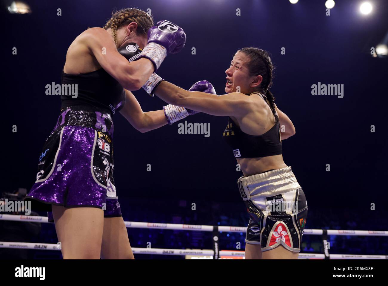 Nina Hughes Right Hits Out At Katie Healy At The Ovo Arena Wembley London Picture Date