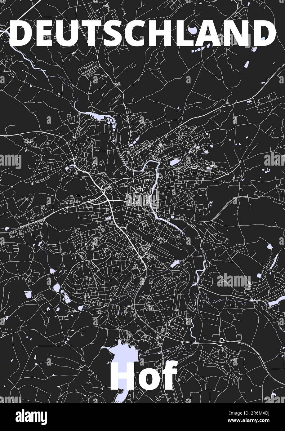 City Hof map with streets rivers and lakes germany Stock Photo - Alamy