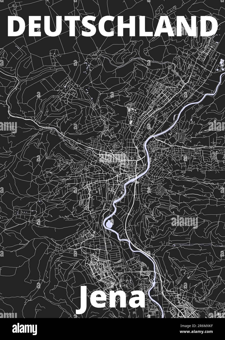 City Jena map with streets rivers and lakes germany Stock Photo - Alamy
