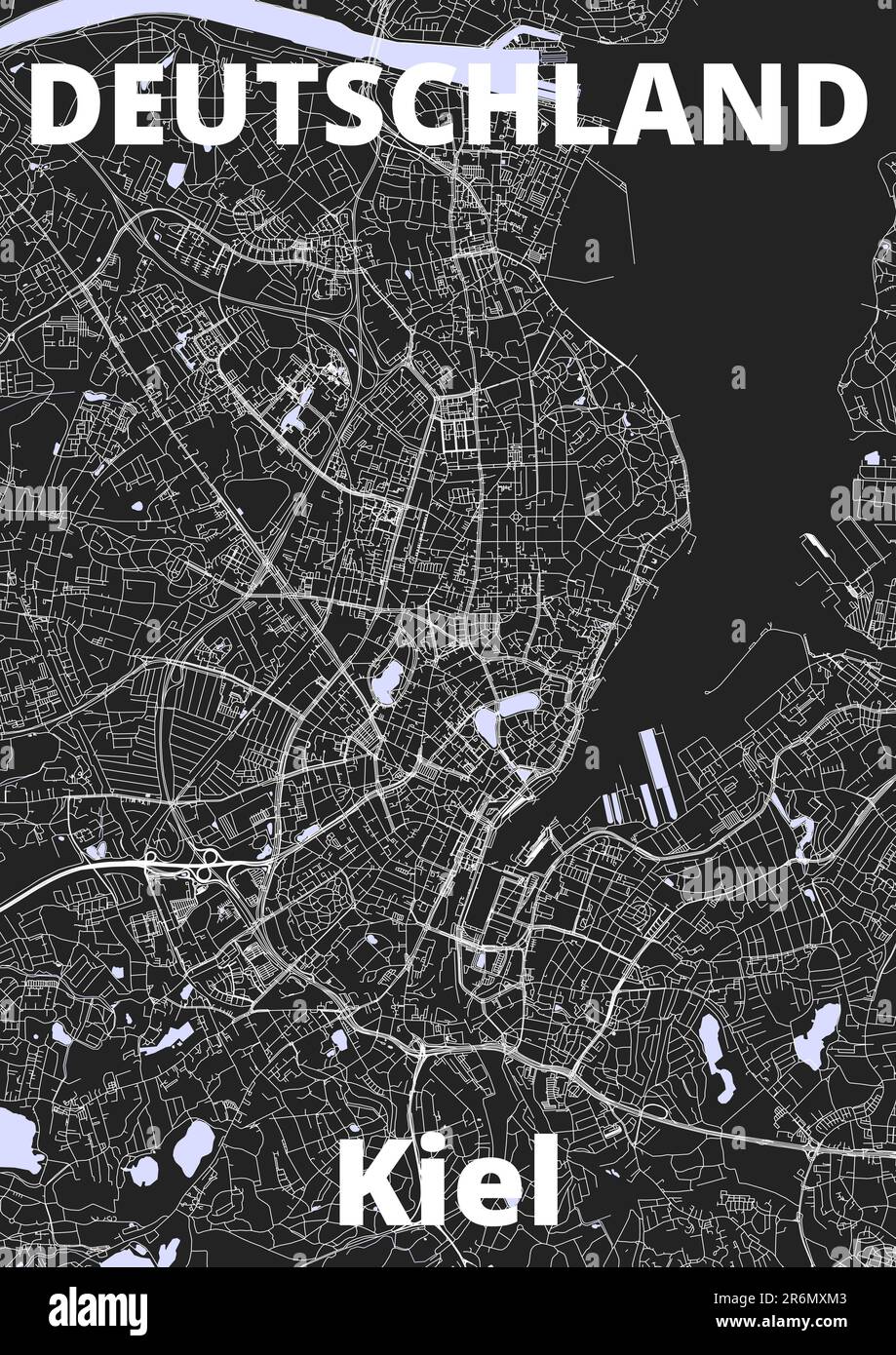 City Kiel map with streets rivers and lakes germany Stock Photo - Alamy
