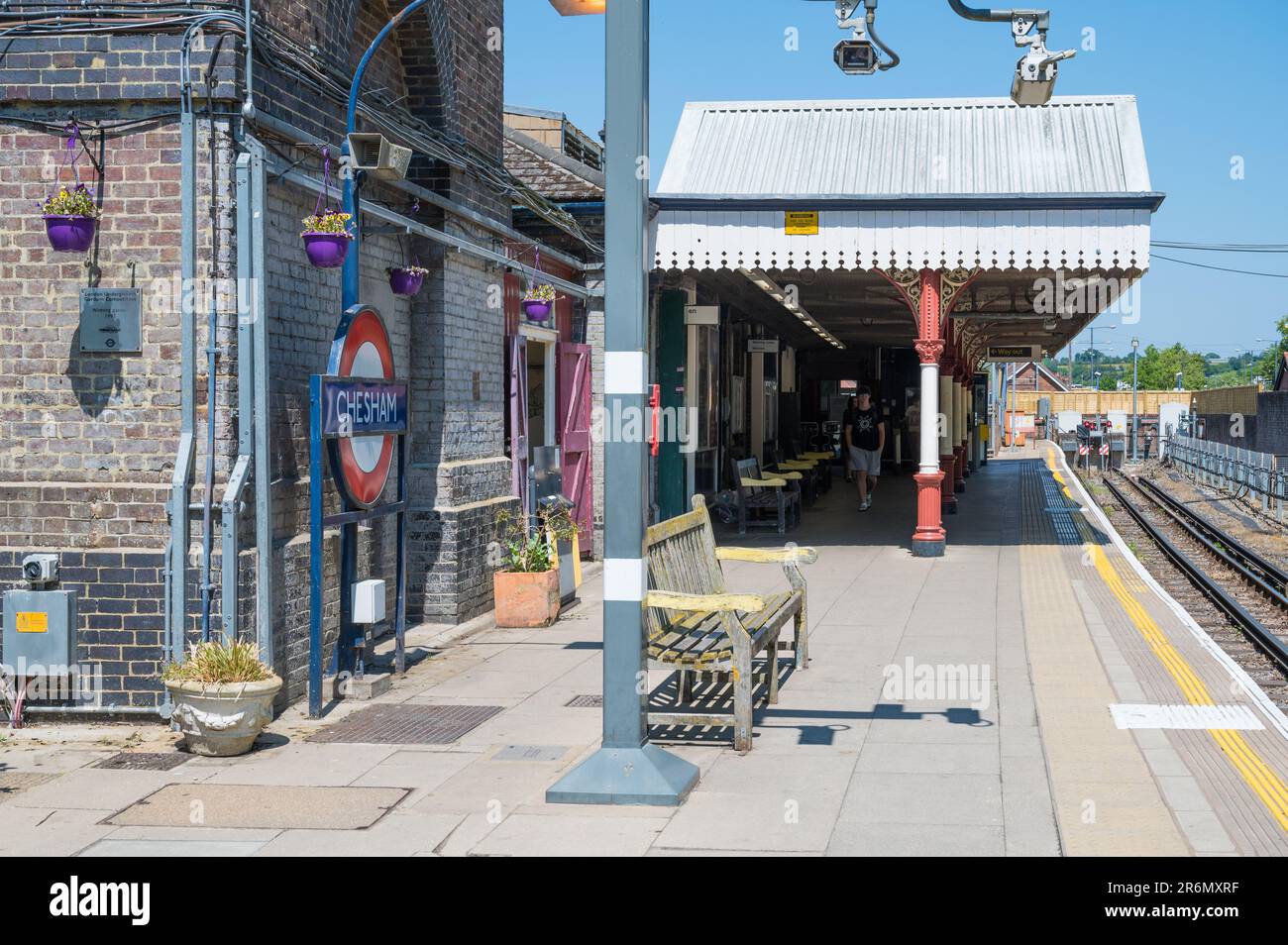 View along platform towards the entrance and exit gates. Chesham ...