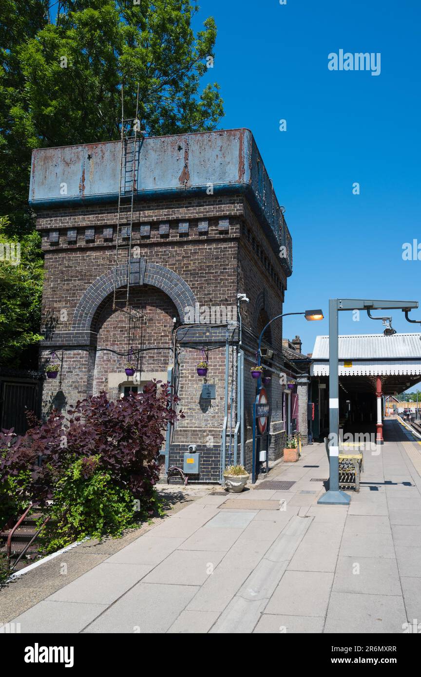 Old water tower at Chesham Metropolitan Line Railway station. Relic ...