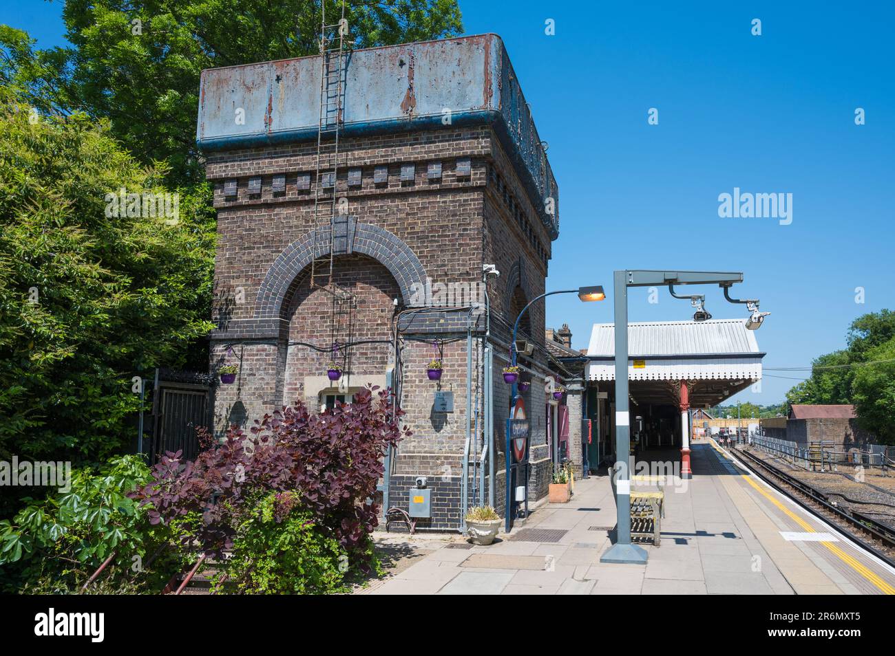 Old water tower at Chesham Metropolitan Line Railway station. Relic ...