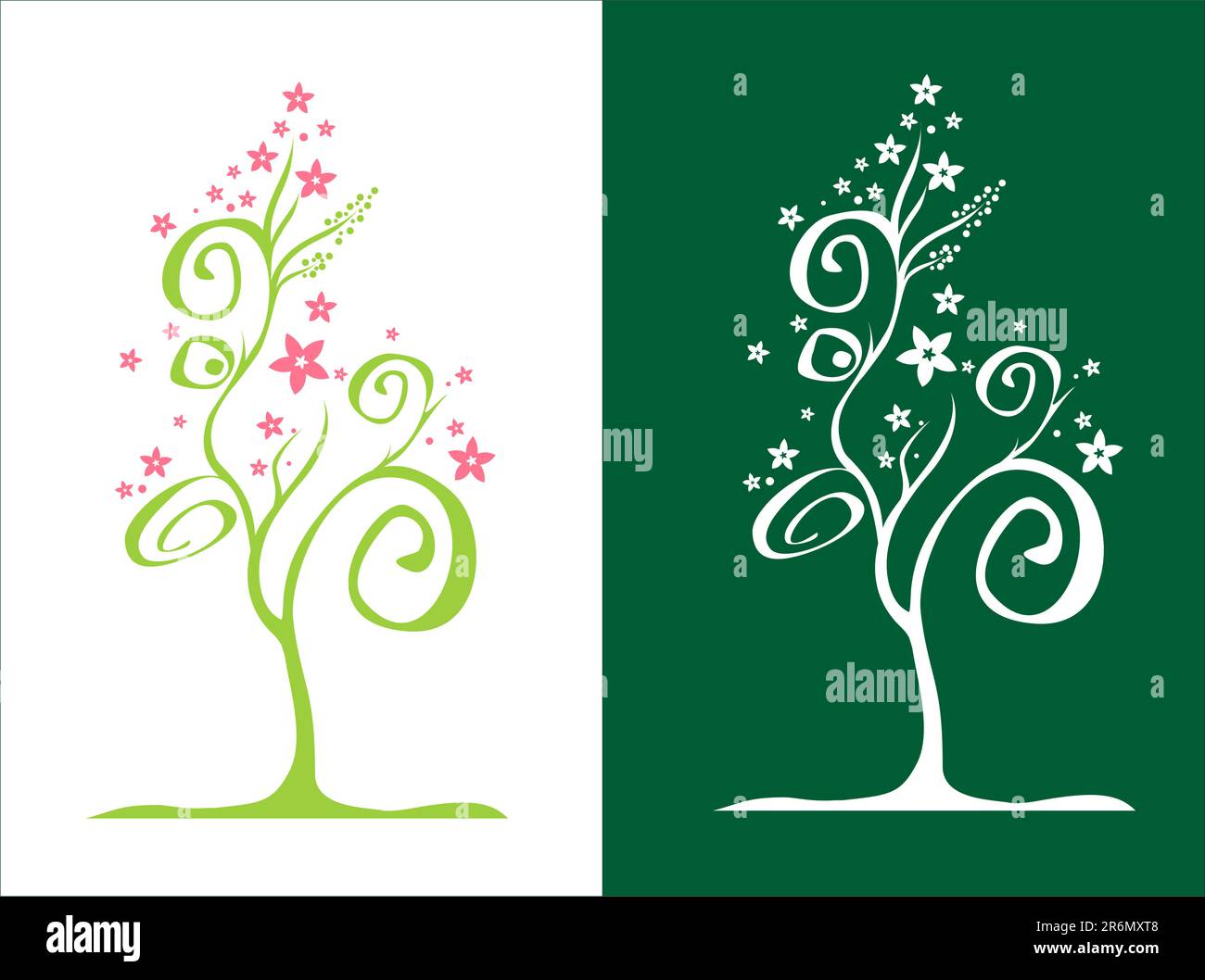 two stylised trees / with flowers / vector illustration Stock Vector ...