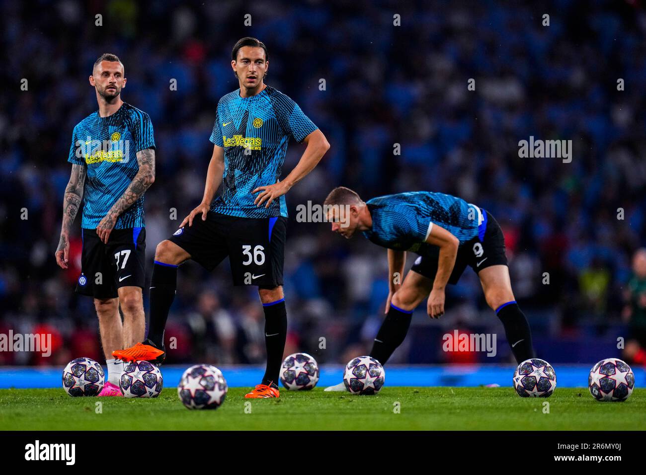 Inter Milan players warm up before the Champions League final soccer ...