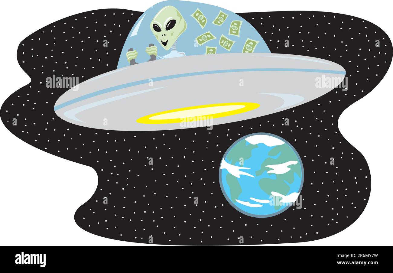 Alien who saved money flying spaceship "out of this world Stock Vector ...