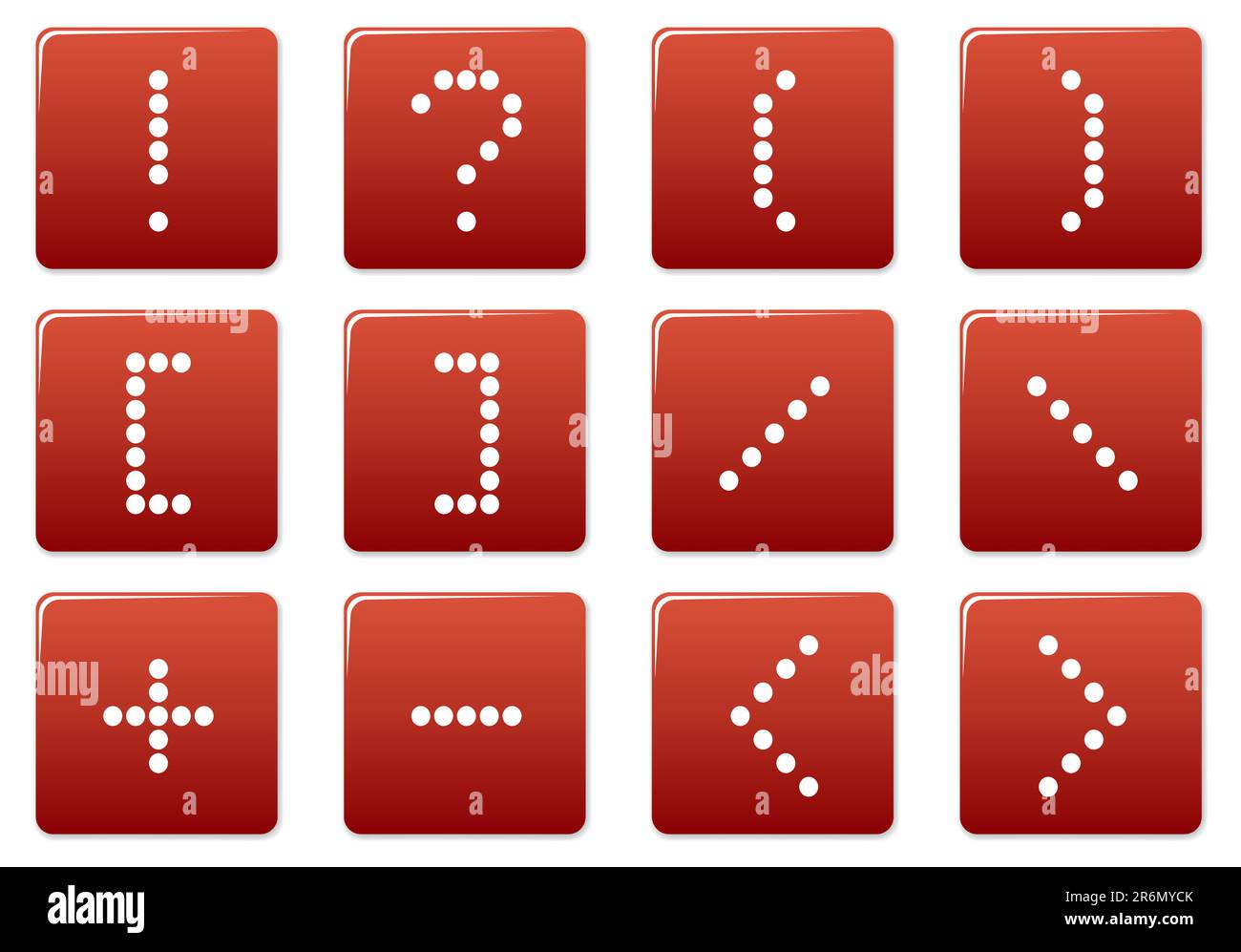 Matrix symbol square icons set. Red - white palette. Vector ...