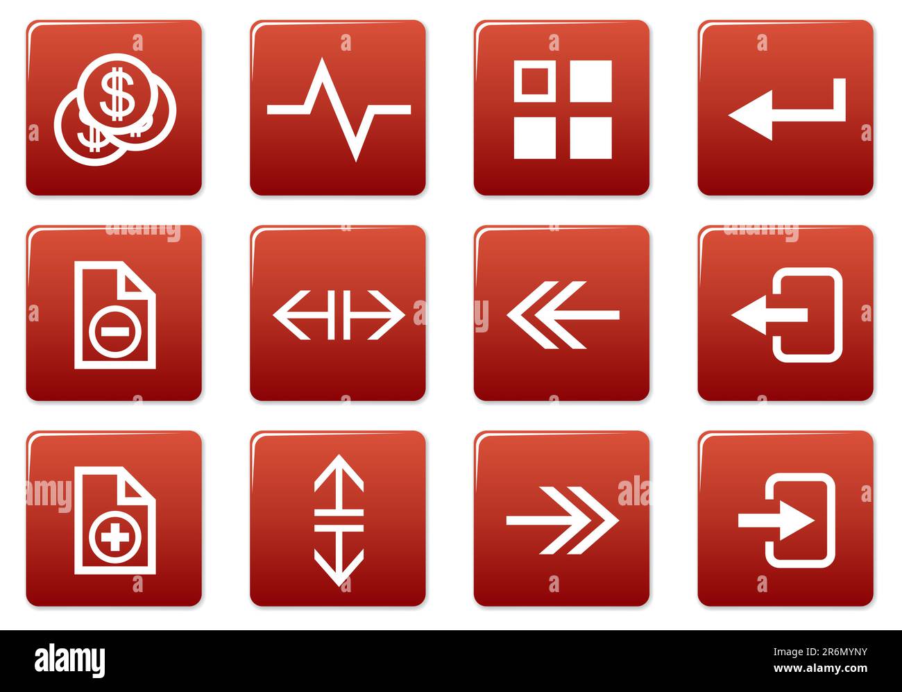 Gadget square icons set. Red - white palette. Vector illustration Stock ...
