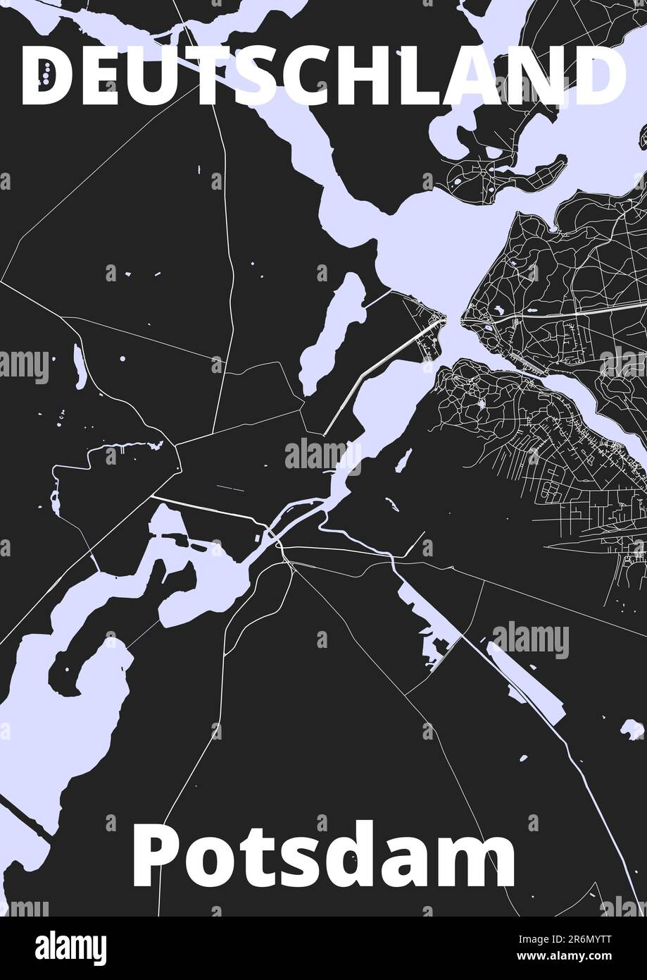 City Potsdam map with streets rivers and lakes germany Stock Photo - Alamy