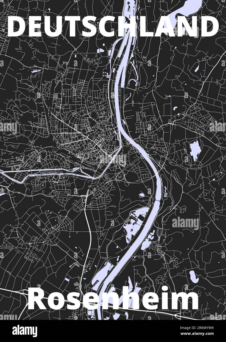 City Rosenheim map with streets rivers and lakes germany Stock Photo ...